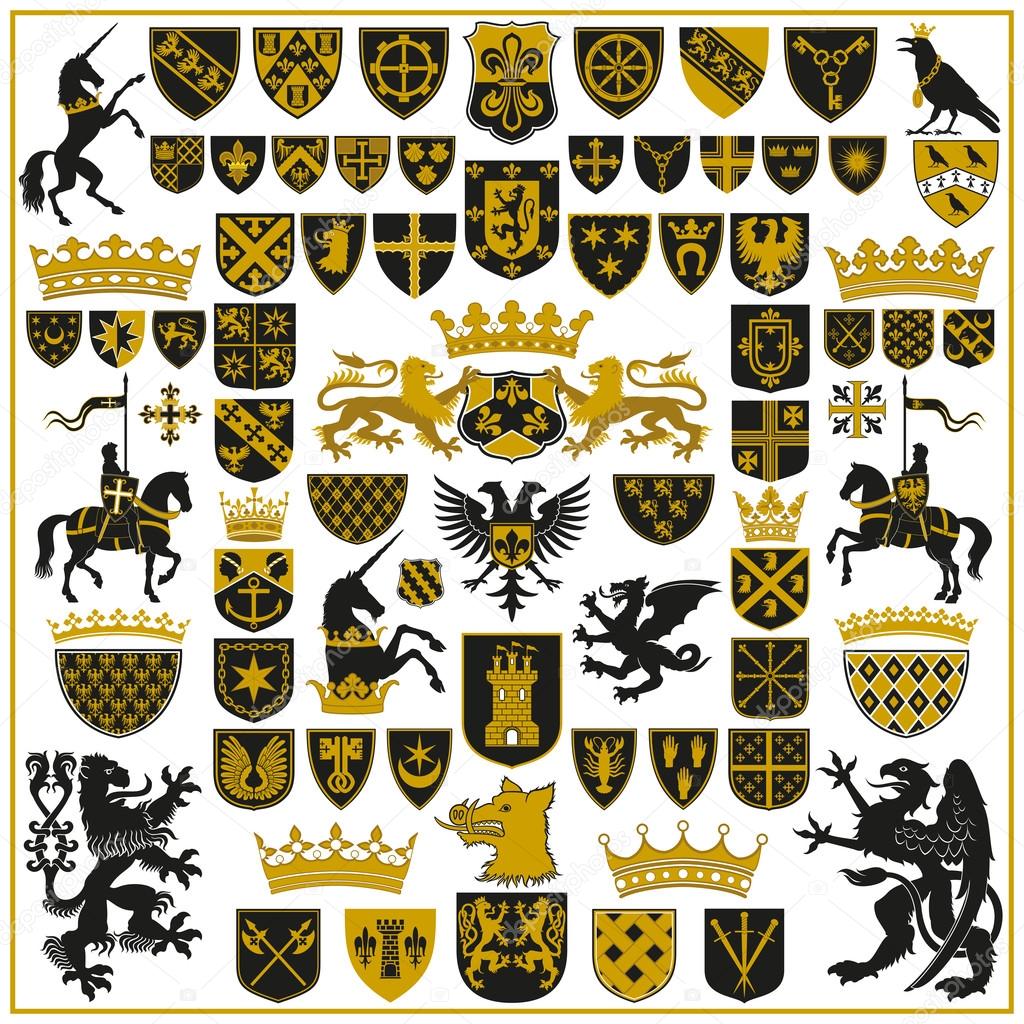 HERALDRY Crests and Symbols — Stock Vector © ArtyUP #64706507 HERALDRY Crests and Symbols — Stock Vector © ArtyUP #64706507