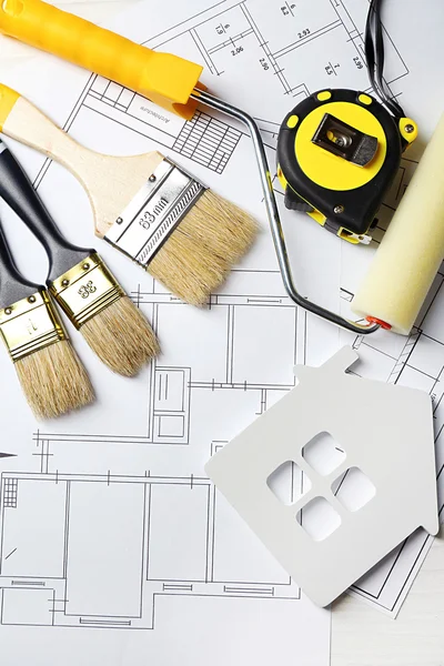 Construction instruments, plan - Stock Image - Everypixel