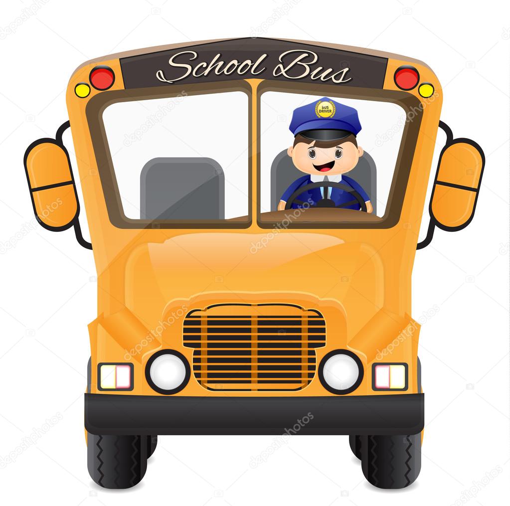 Chofer Conduce Su Autobús — Vector De Stock 76143843 — Depositphotos