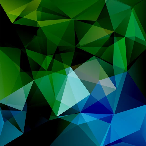 Abstract mosaic background. Green, blue, black colors. Triangle geometric background. Design ...