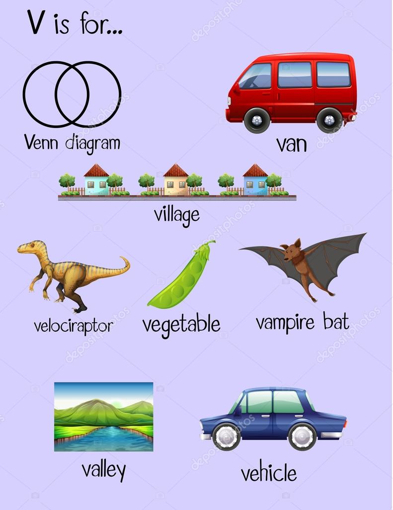 Muchas palabras comienzan con la letra V — Archivo Imágenes Vectoriales ...