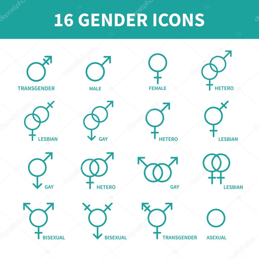 Sexual Orientation Gender Web Icons Symbol Sign In Flat Style Male And
