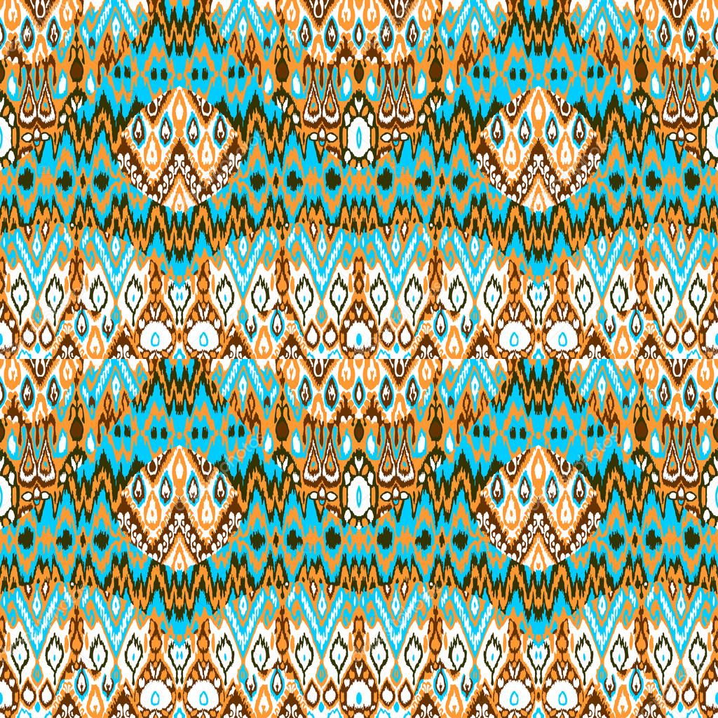 Patchwork Ethnic Bohemian Arabesque Pattern Print Seamless Zigzag