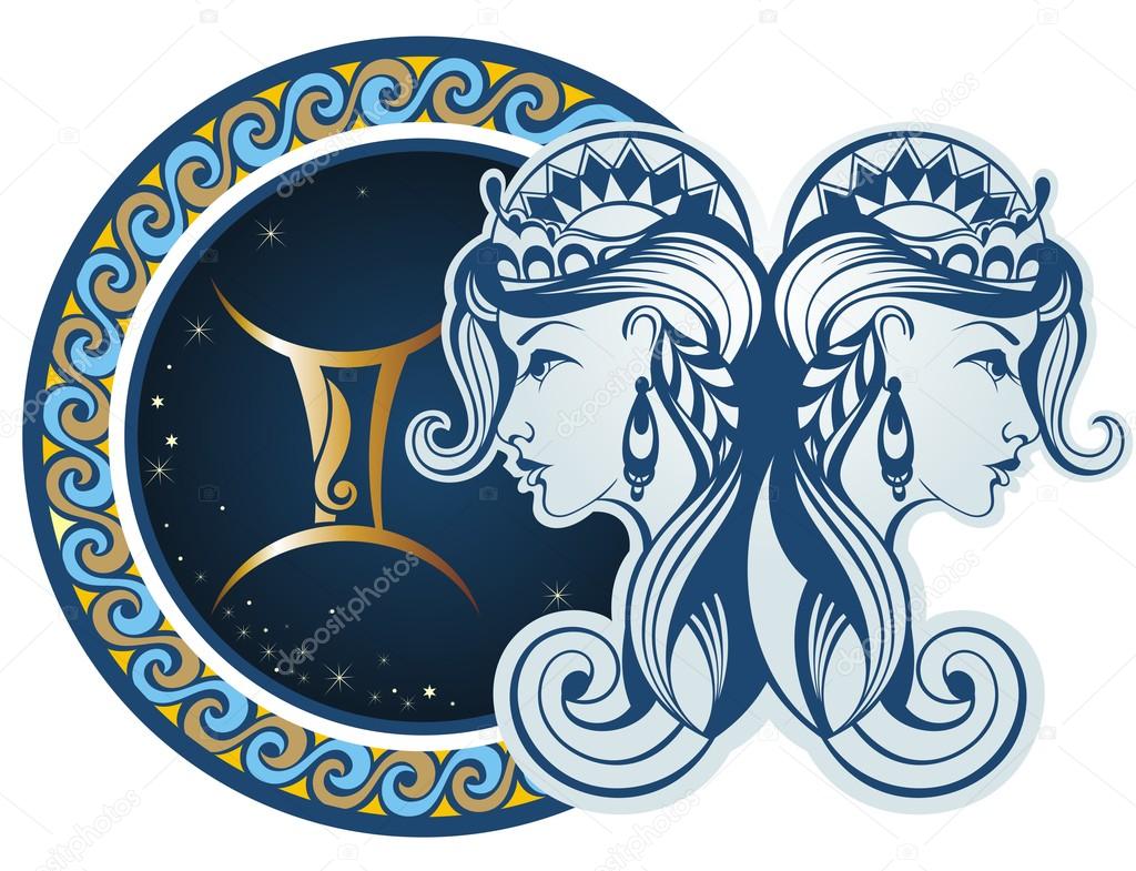 Signos Del Zodíaco Géminis — Vector De Stock © Ksyshakiss 85427914