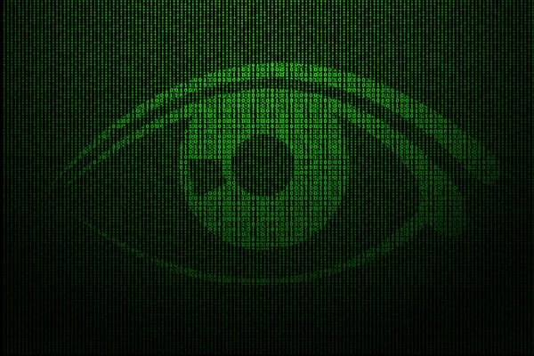 Digital eye made of green binary code - Stock Image - Everypixel