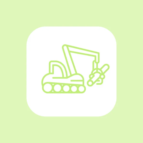 Forest Harvester Line Icon Isolated On White Timber Harvesting Machine Linear Pictogram Vector