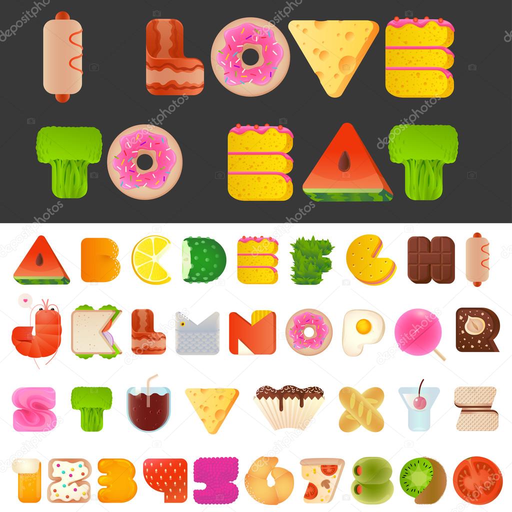 Lekker eten letters en cijfers lettertype — Stockvector © Sentavio ...