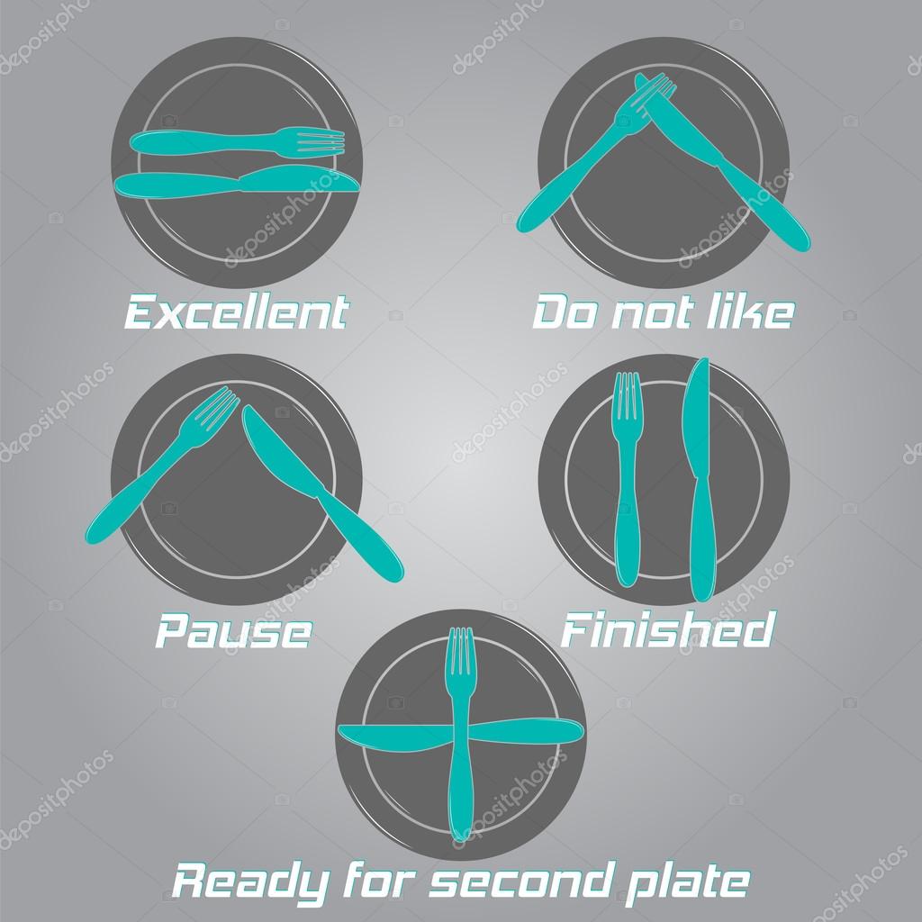 Dining etiquette. Table manner, knifes and forks signals. Cafe ... Dining etiquette. Table manner, knifes and forks signals. Cafe ...