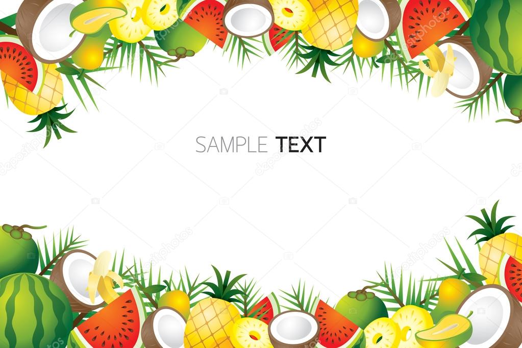 Mixed Tropical Fruits, Frame, Border — Stock Vector © muchmania #59246937