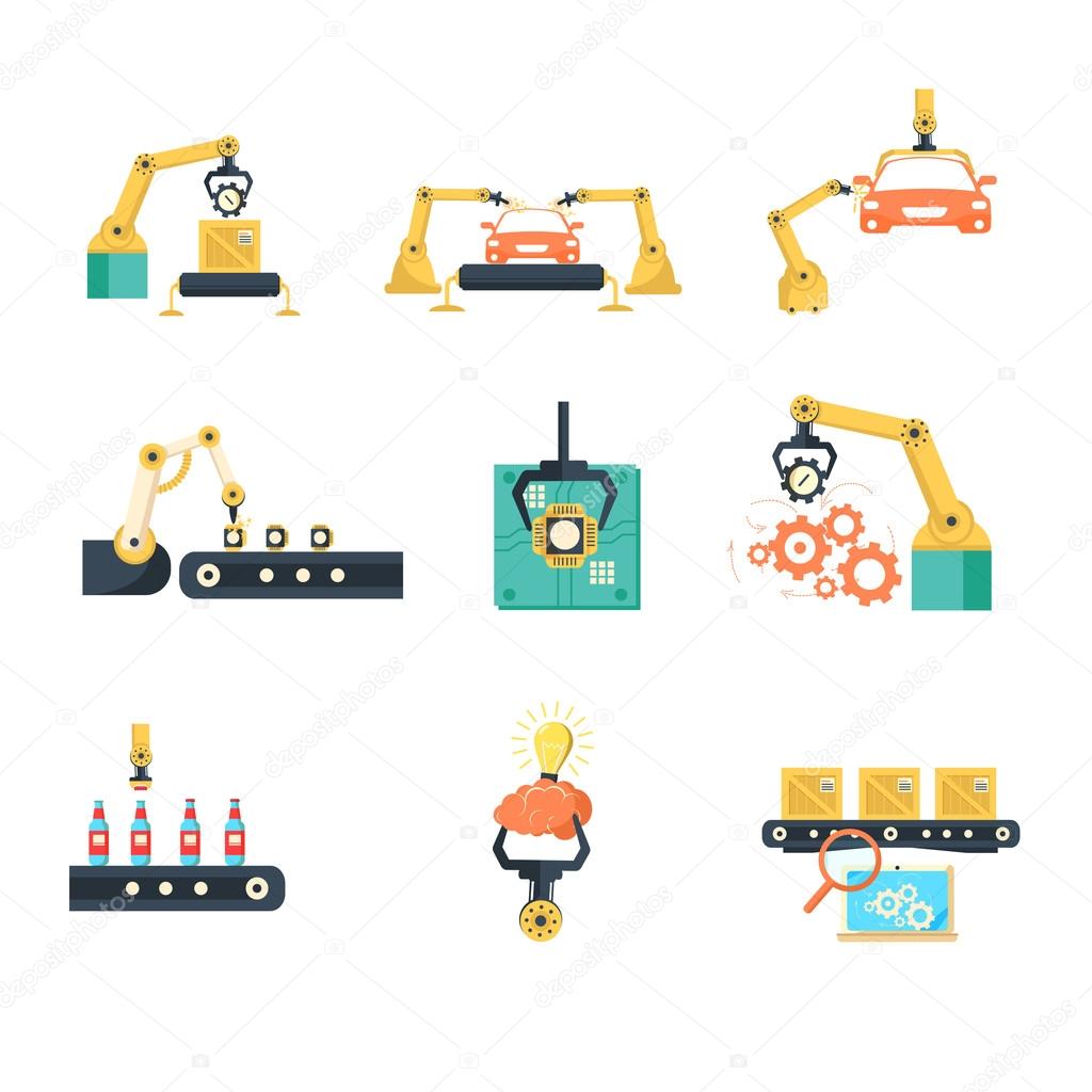 Industrial automated assembly line — Stock Vector © OnBlast #101945560 Industrial automated assembly line — Stock Vector © OnBlast #101945560