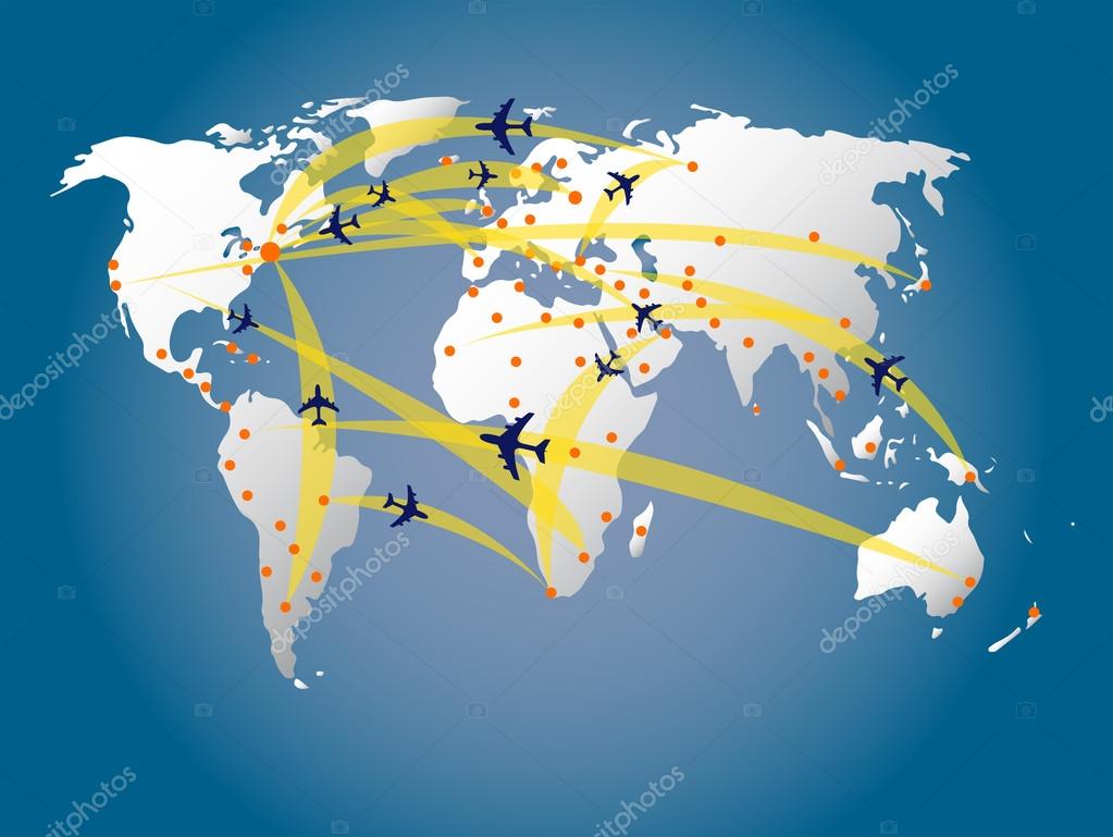 Tráfico Aéreo Mundial Mapa — Vector De Stock © Ozkangoksen 94150838