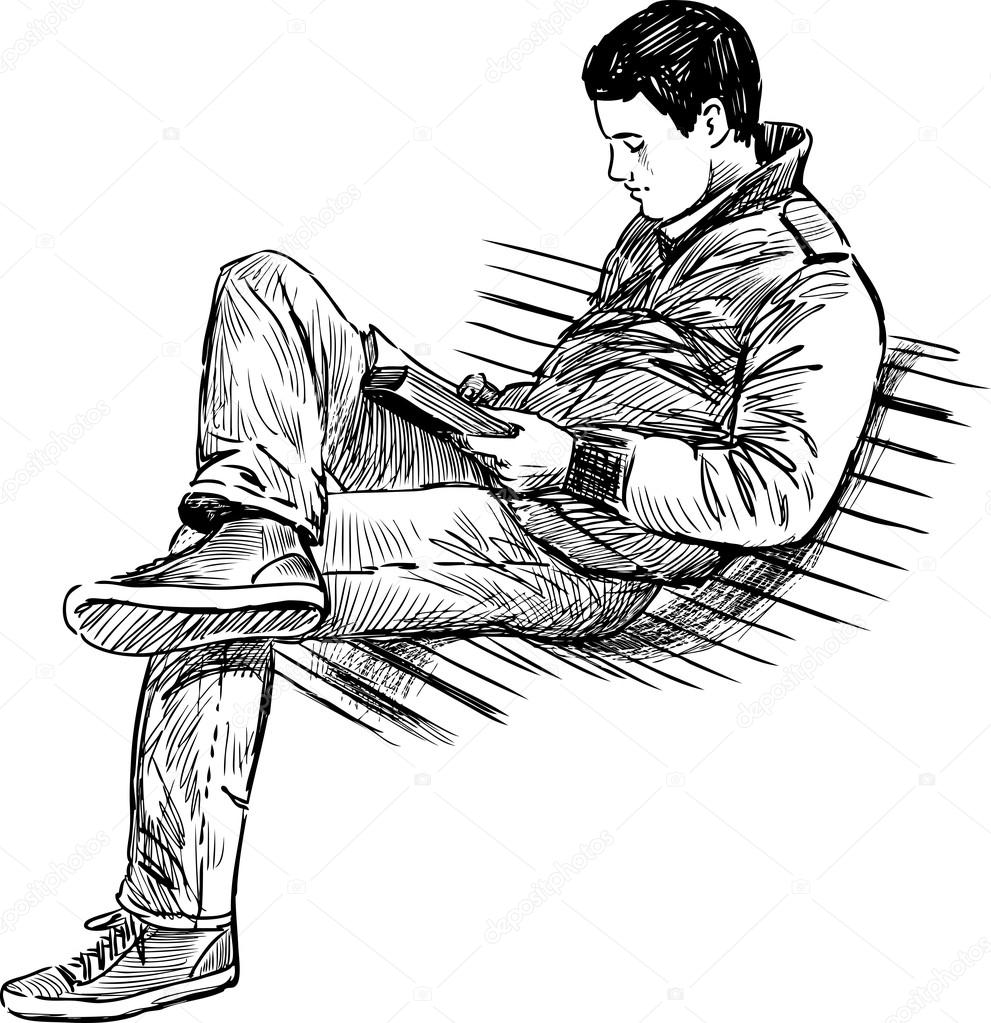 Joven Leyendo Un Libro — Archivo Imágenes Vectoriales © Samakarov Mail