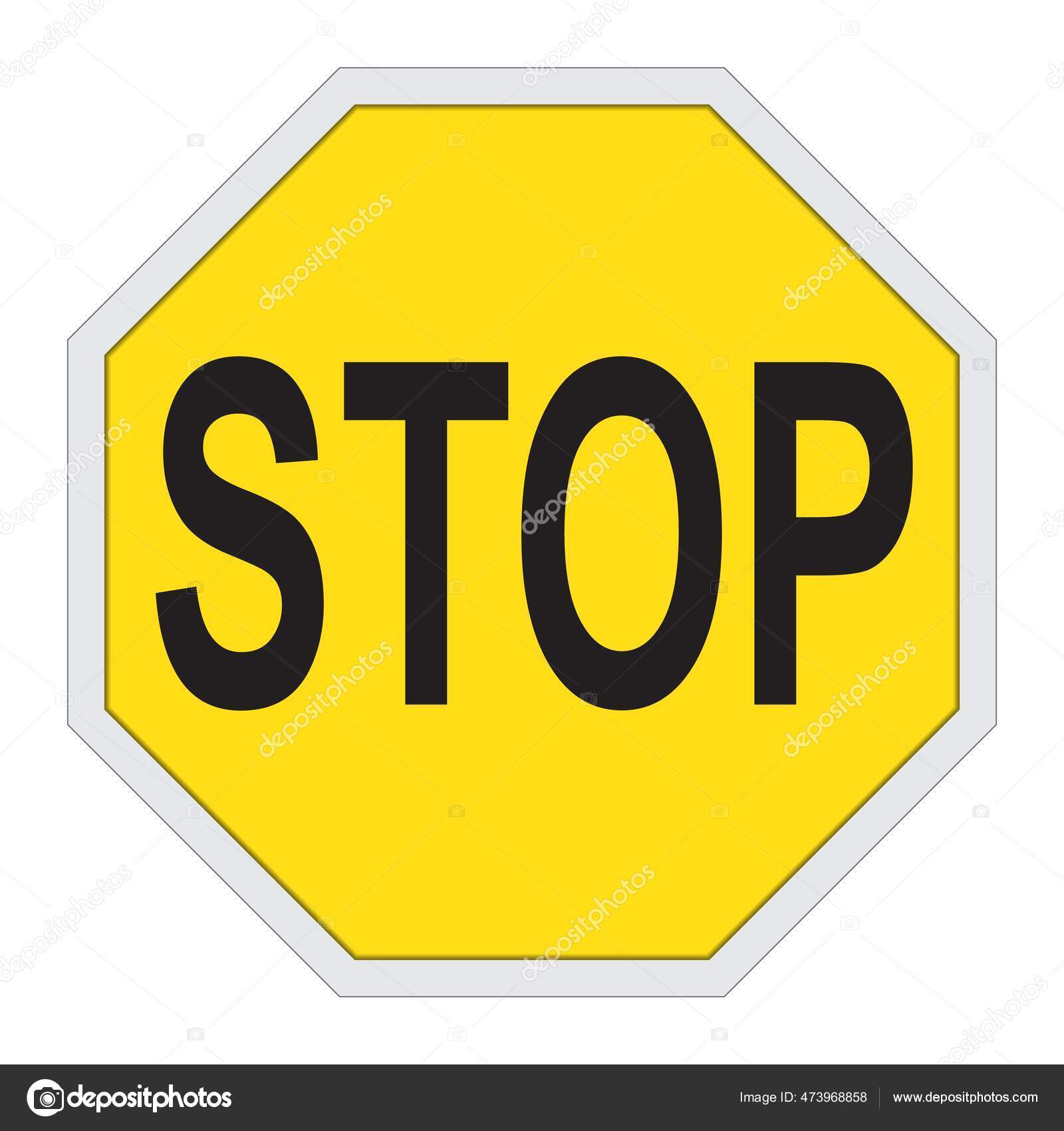 Yellow Stop Sign Isolated White Vector Illustration Stock Vector by ...