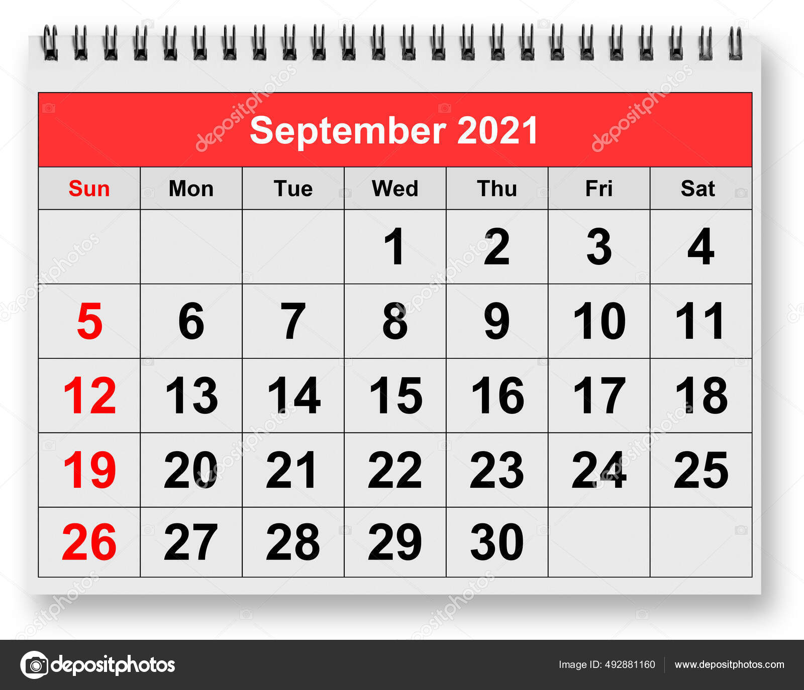 One Page Annual Monthly Calendar September 2021 — Stock Photo ...