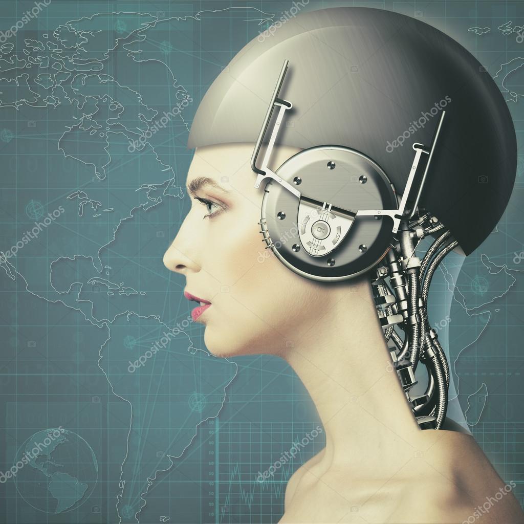 Female portrait over science background Stock Photo by ©tolokonov 109242230