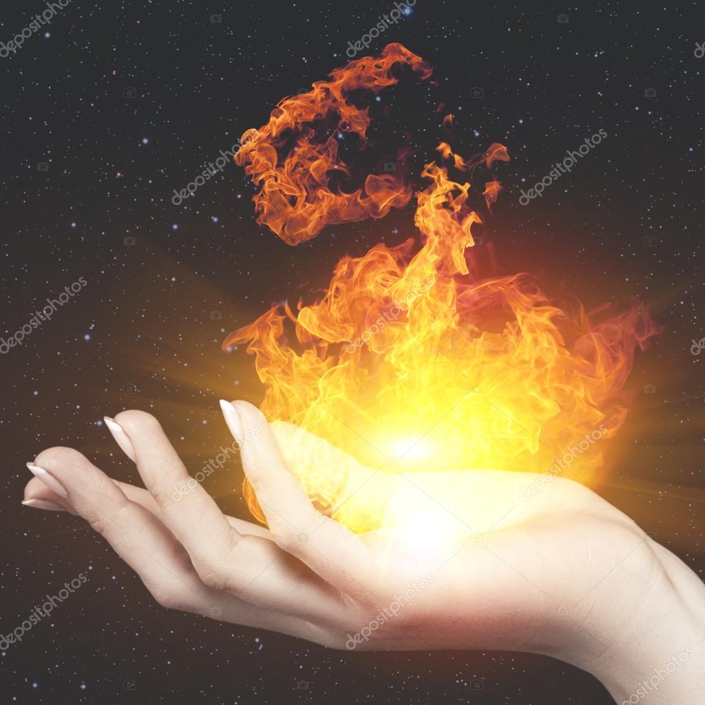 Girl Hand Holding Fire