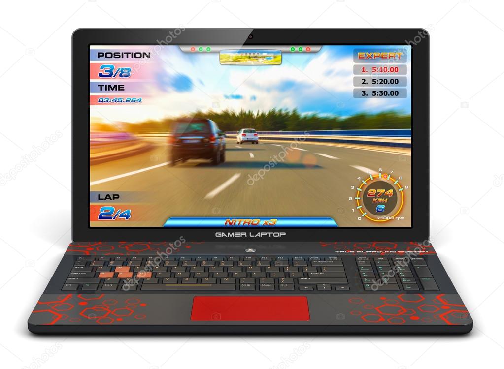 Gamer laptop with video game ⬇ Stock Photo, Image by © scanrail #52250287