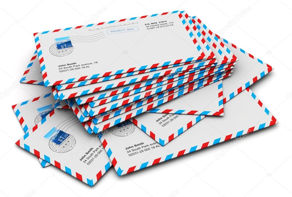 Stack of paper airmail letters — Stock Photo © scanrail #67682823