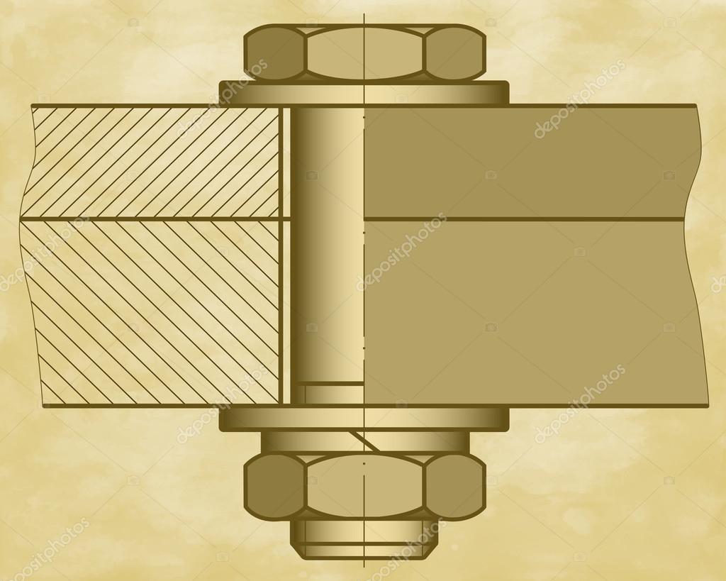 Screw connection on vintage paper background Stock Vector by ...