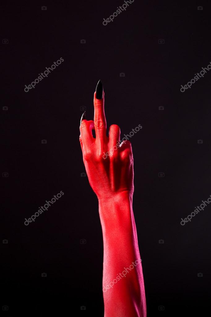 악마 손 보여주는 가운데 손가락 — 스톡 사진 © Elisanth #67323653