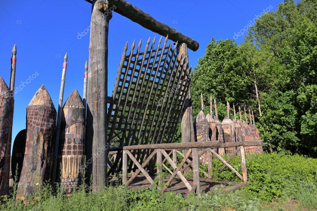 Wooden fortification wall of the fort — Stock Photo © Observer #70283791