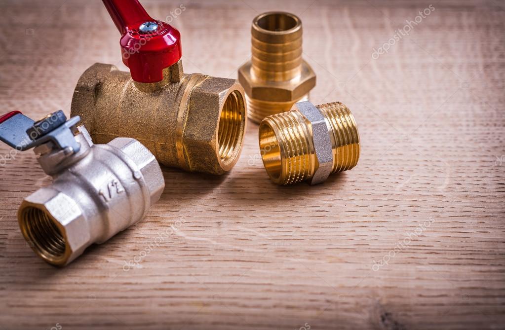 Plumbing Tools Brass Pipe Connectors — Stock Photo © mihalec #72700521