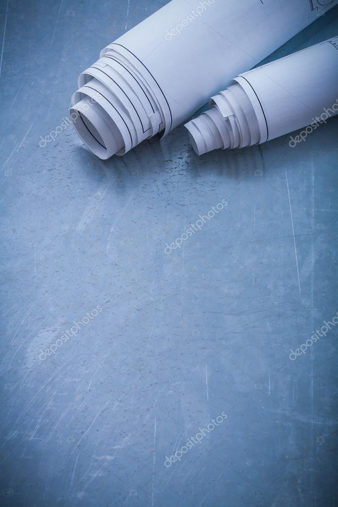 Rolled blueprints, construction concept — Stock Photo © mihalec #76140361