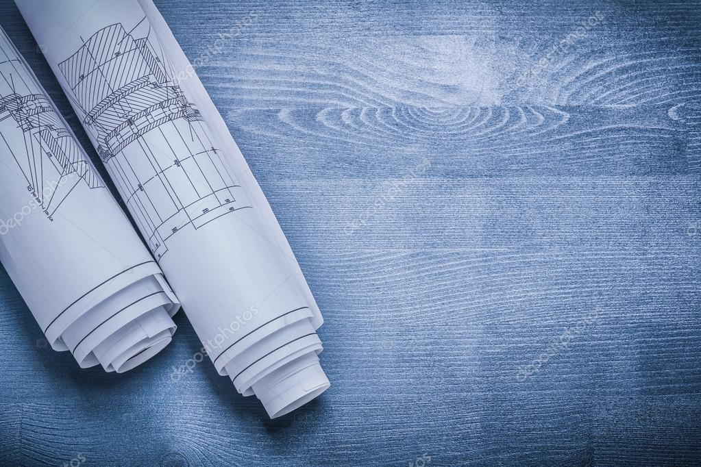 White rolled blueprints — Stock Photo © mihalec #82988184