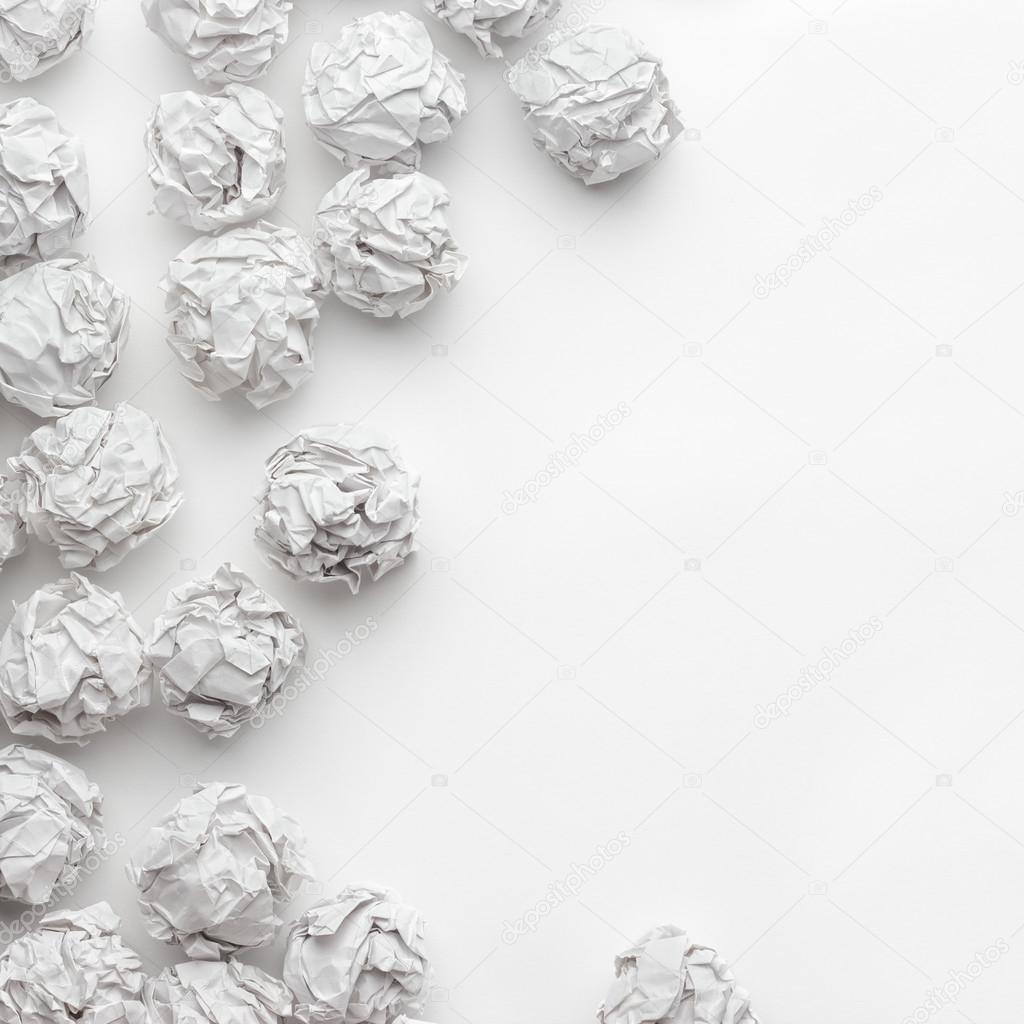 Crumpled paper on white table brainstorming concept Stock Photo by ...