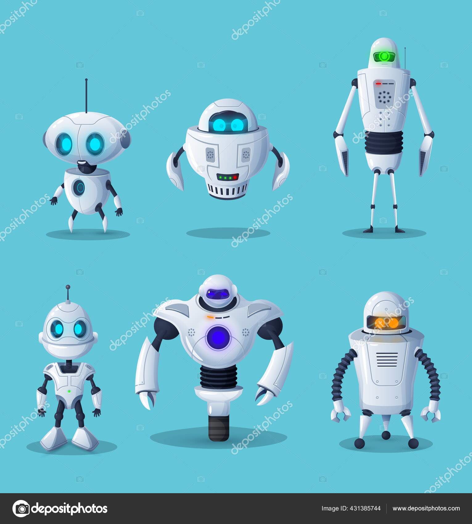 Personajes De Dibujos Animados De Robots Ilustración De Robot De