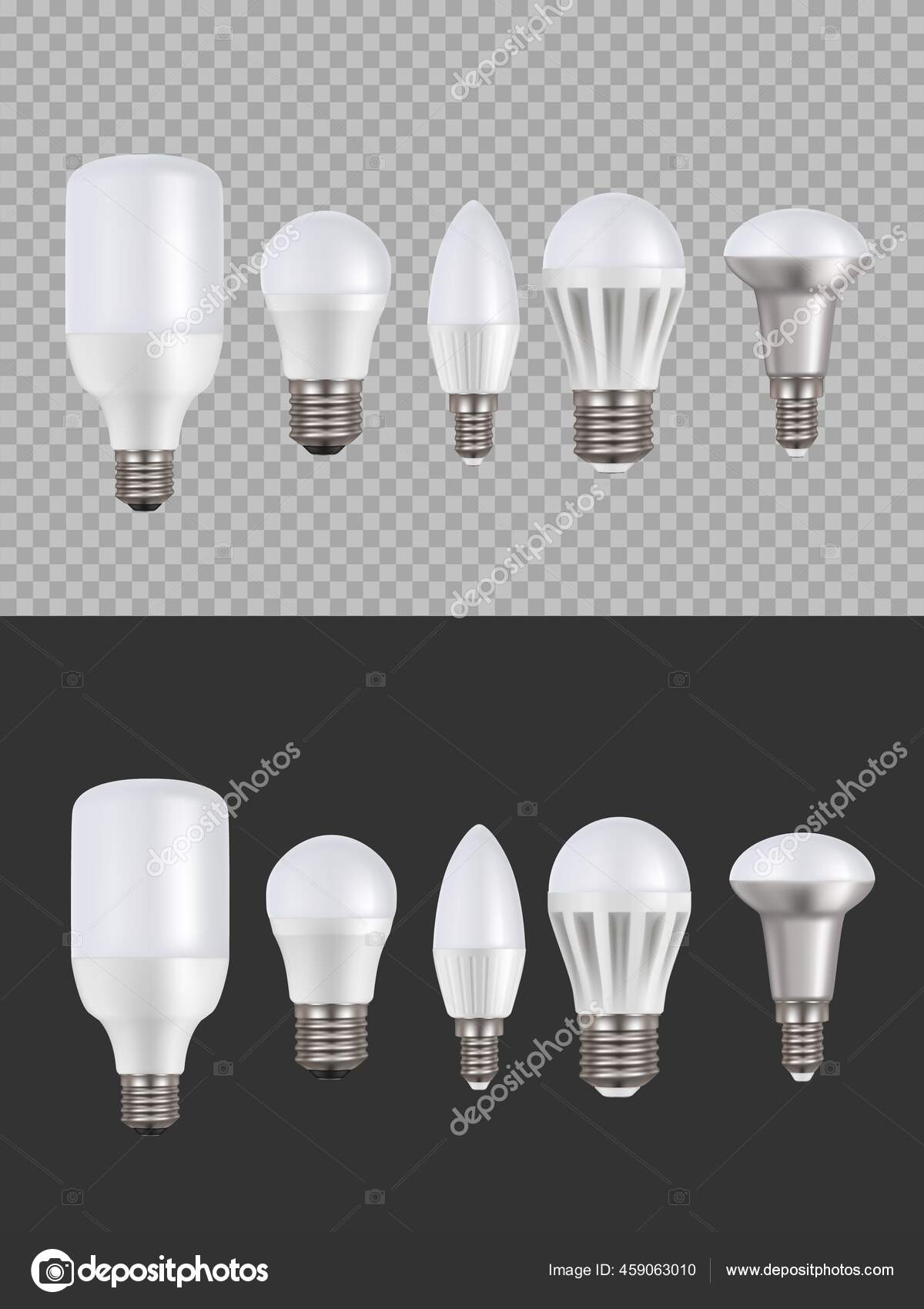 Led Lamps Fluorescent Light Vector Bulbs Luminescence Illumination ...