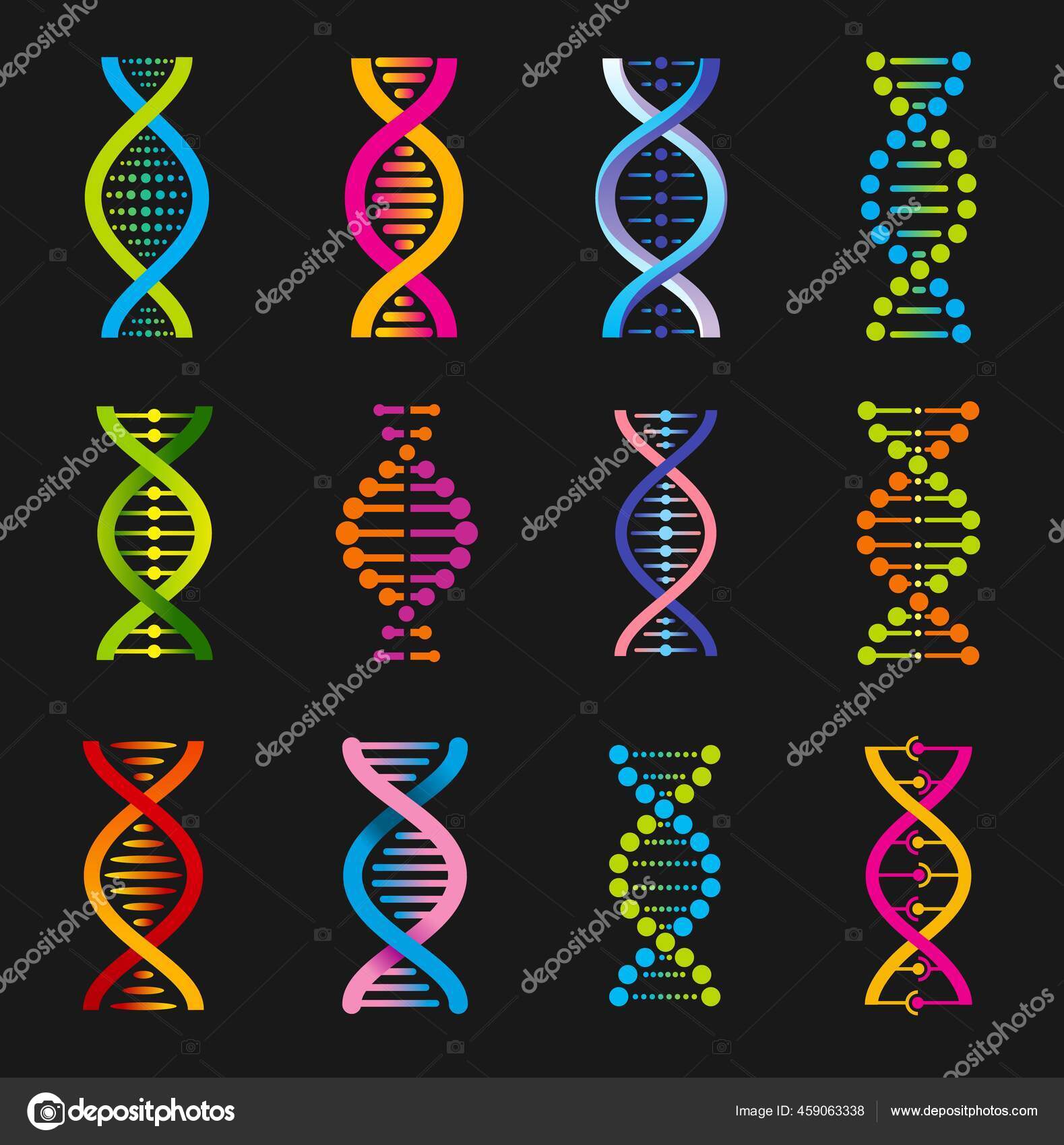 Dna Helix Symbols Genetic Medicine Vector Signs Spiral Molecule ...