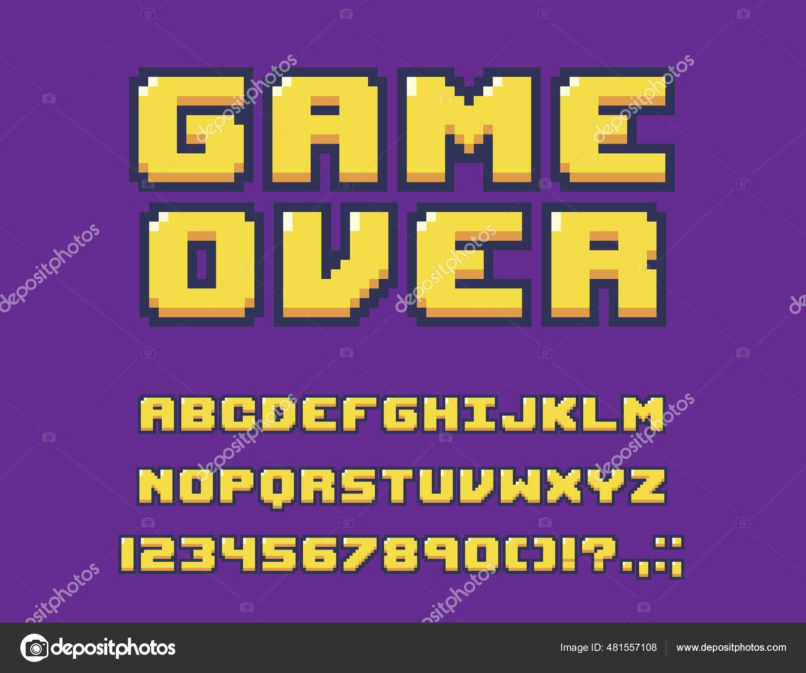 Bit Game Font Type Letters Numbers Digits Symbols Vector Alphabet Stock ...