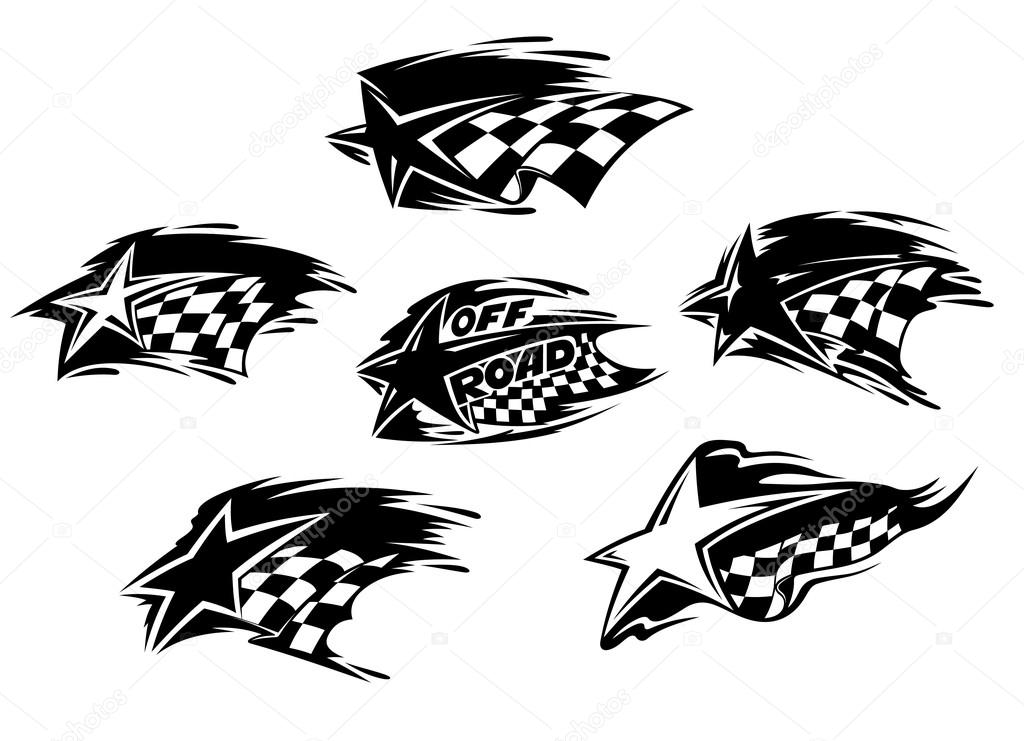 Black and white racing motor sport icons — Stock Vector © buchan #61751999