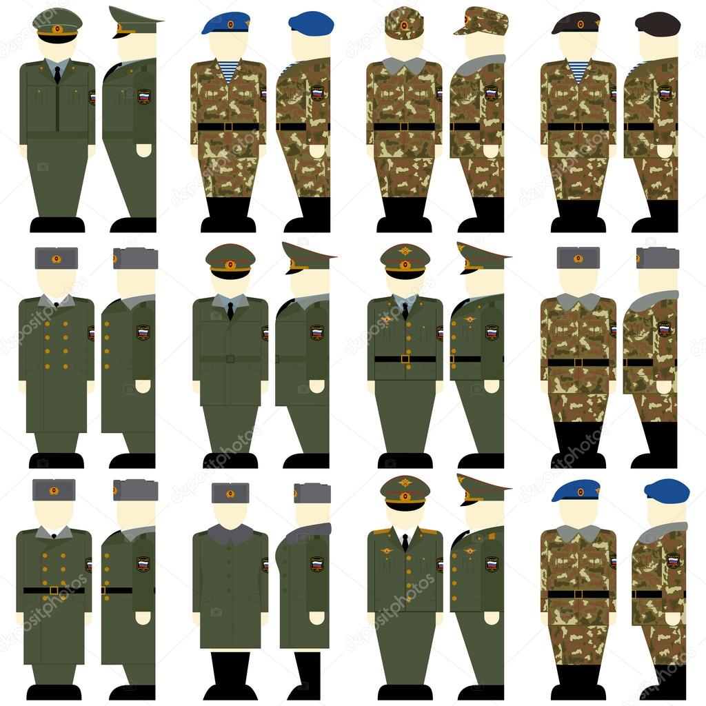 Ruské vojenské uniformy vojáků a důstojníků Stock Vector od © GUARDING ...