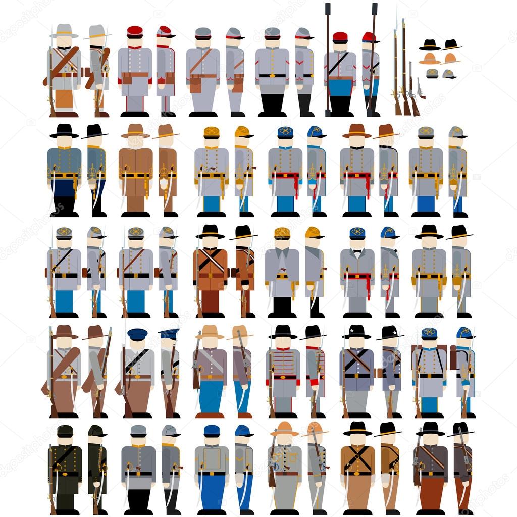 The Armed Forces of the Confederacy in the Civil War Stock Vector by ...