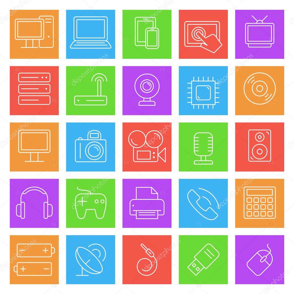 Technology and Electronics Icons Stock Vector by ©timurock 75391925