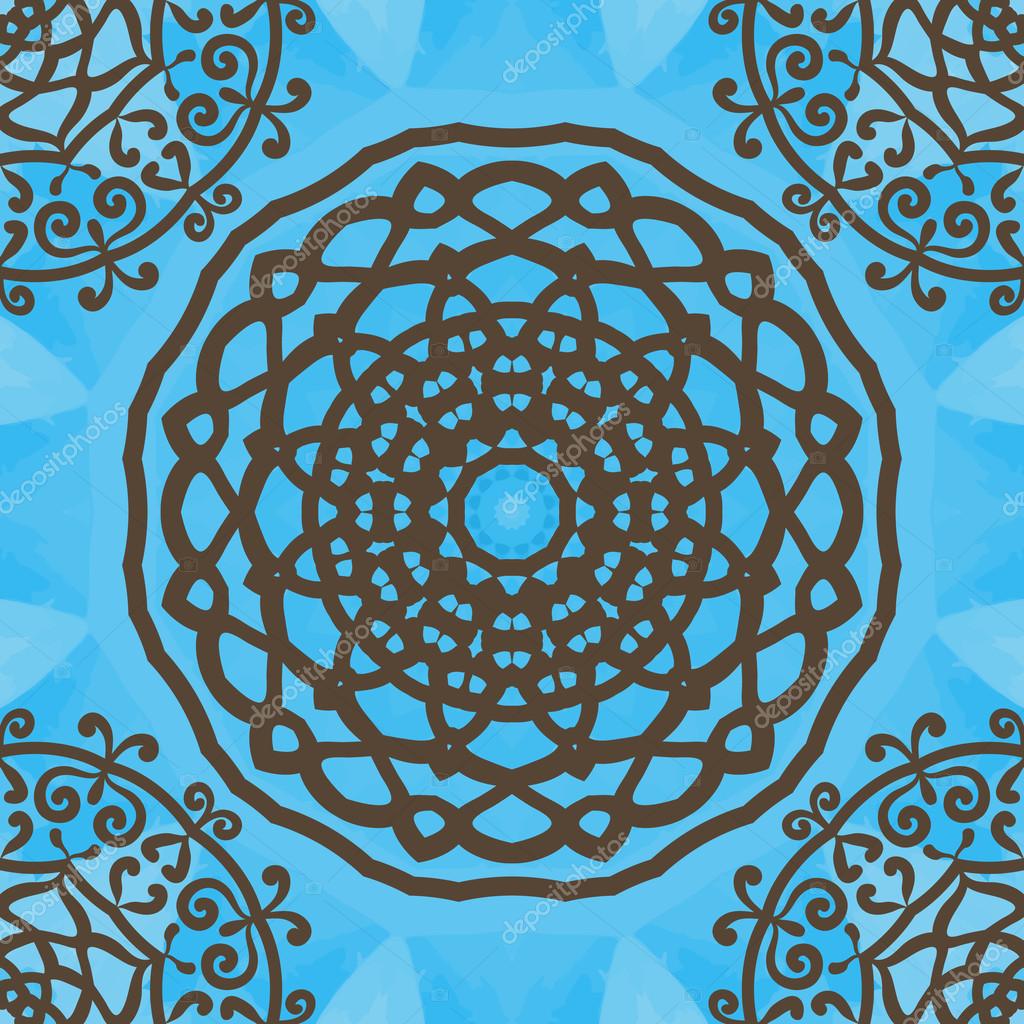 Seamless indian pattern on blue texture. Abstract vector tribal ethnic ...