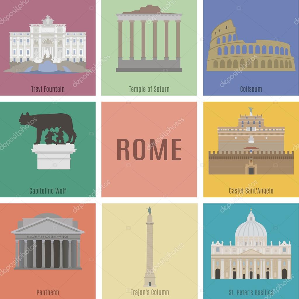 Symbols of Rome — Stock Vector © Romul-2009 #72410037
