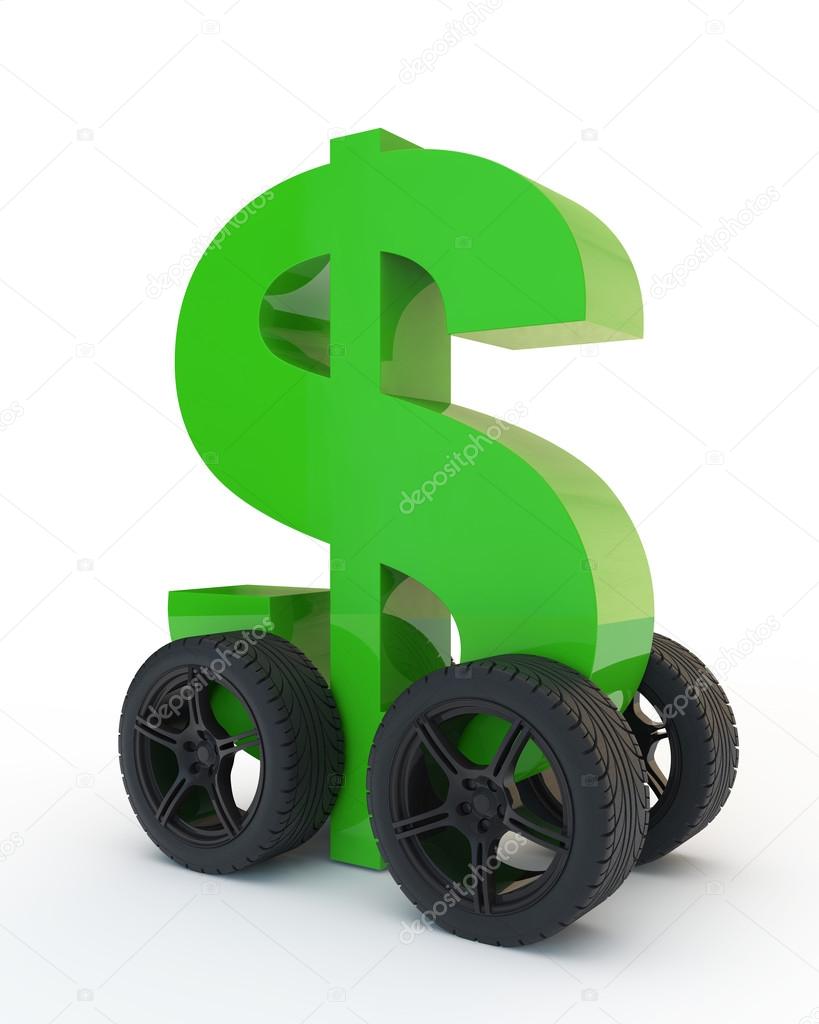Dollar sign on wheels — Stock Photo © galeon #73093807