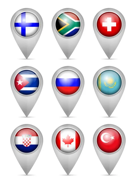 Map pointers with national flags Stock Vector Image by ©creatOR76 #88682282