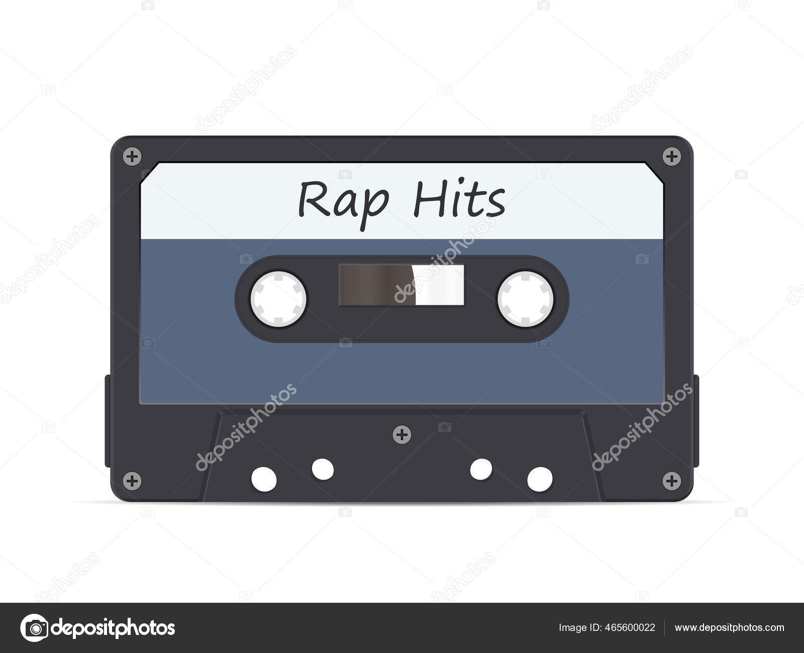 Cassette Tape Rap Hits White Background Vector Illustration Stock ...