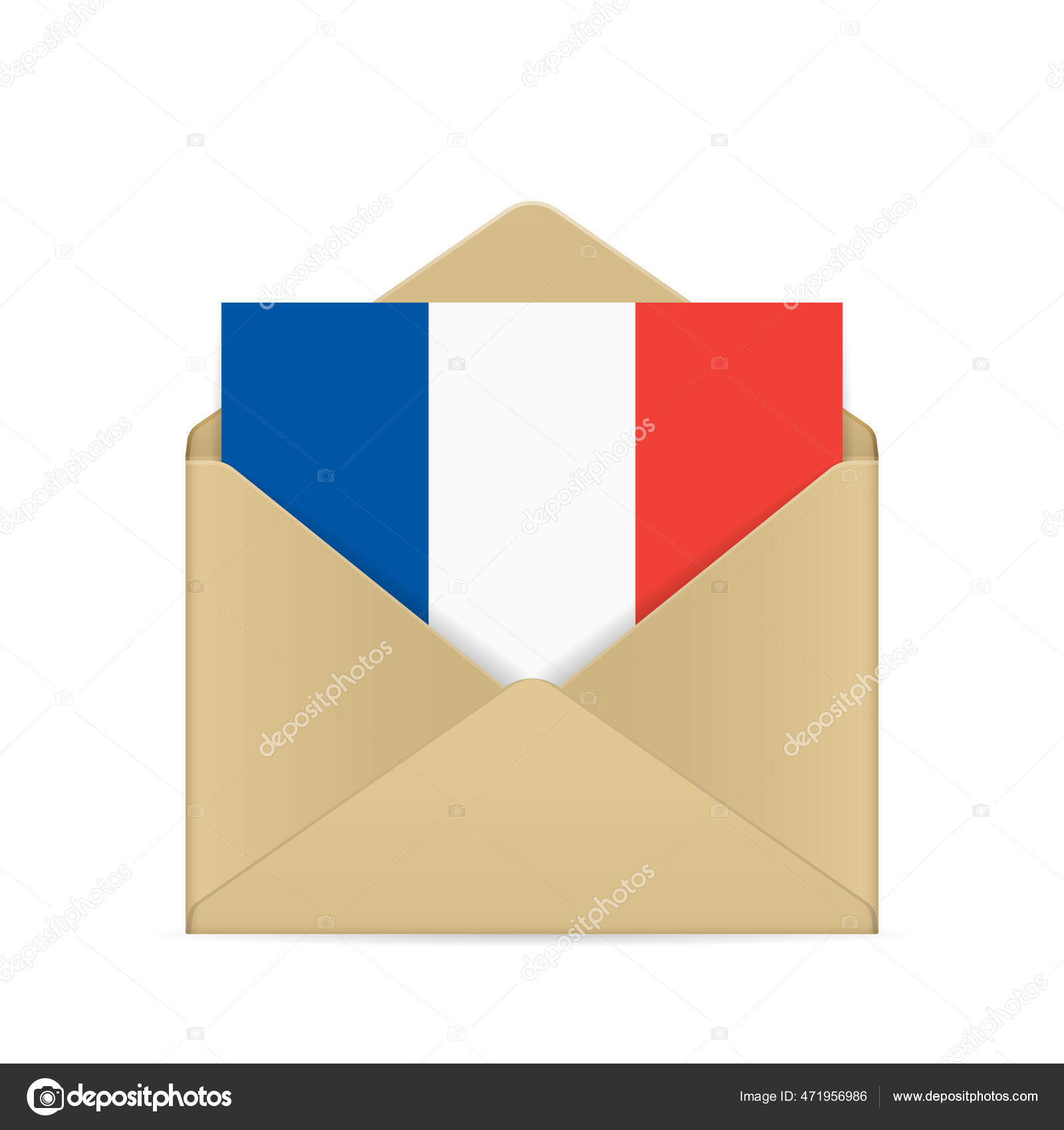 Envelope France Flag White Background Vector Illustration Stock Vector ...