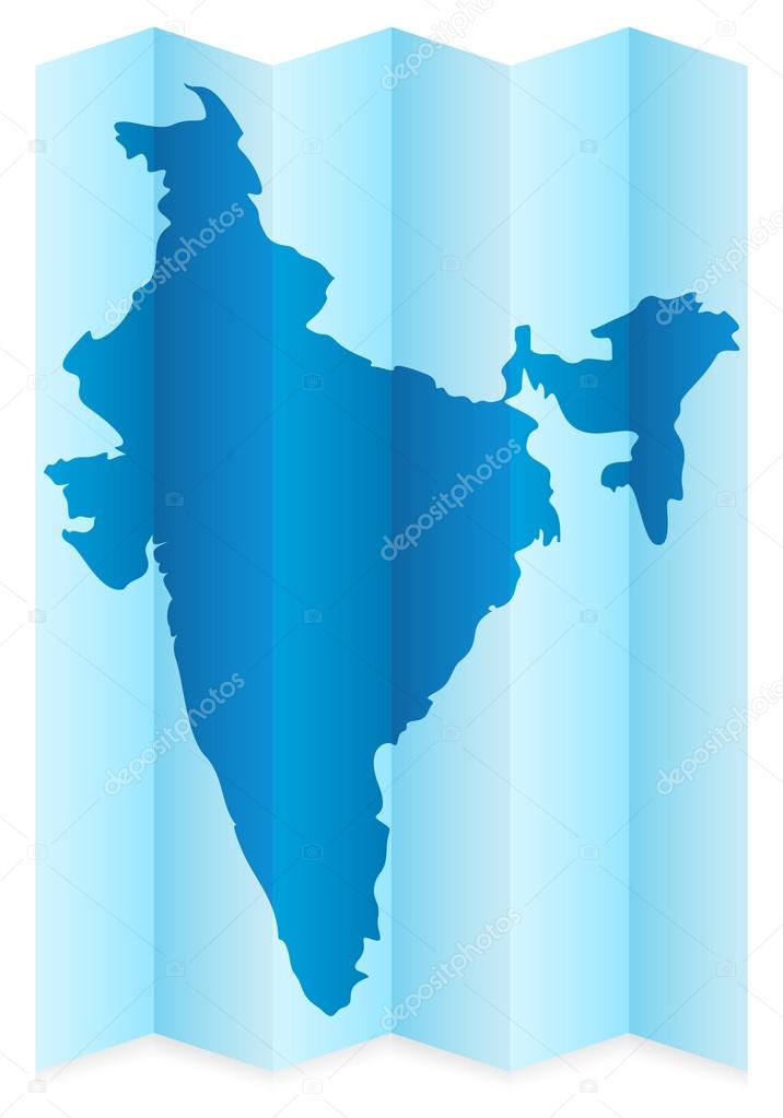 India Outline Silhouette Map Illustration With States