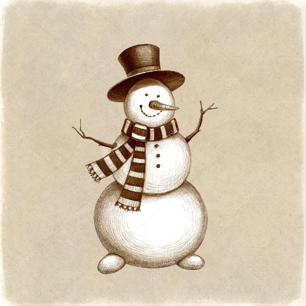 Realistic Snowman Drawing