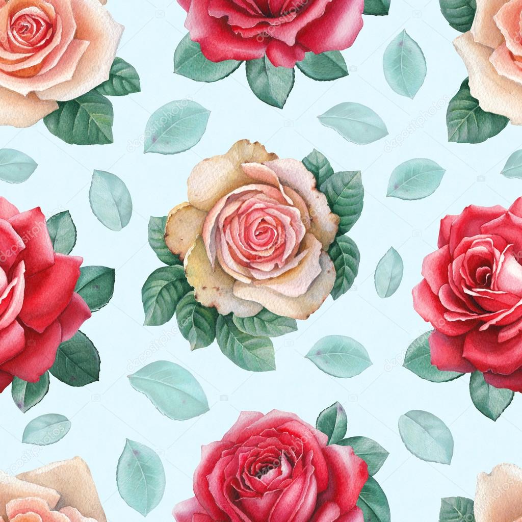 Rose flowers pattern Stock Illustration by ©Sashsmir #111462548