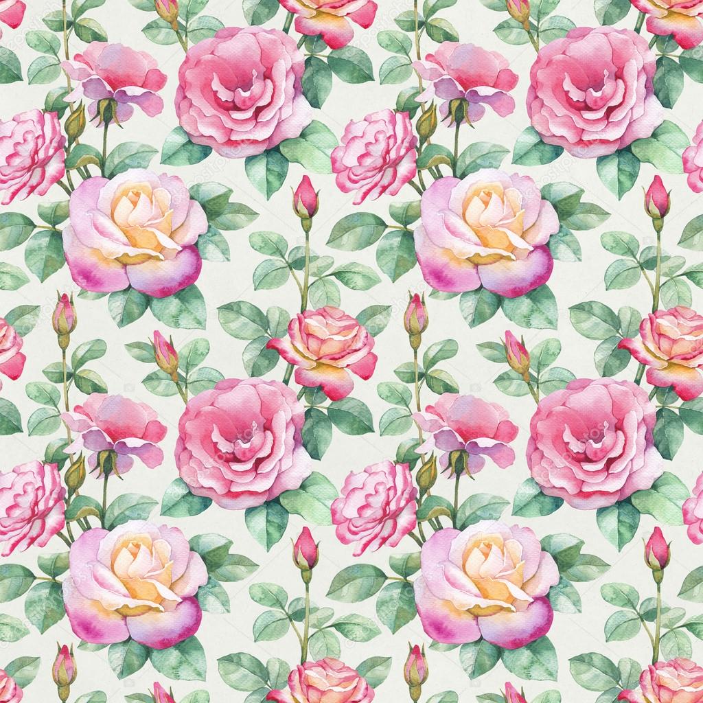 Watercolor wild rose flowers pattern Stock Photo by ©Sashsmir 59480815