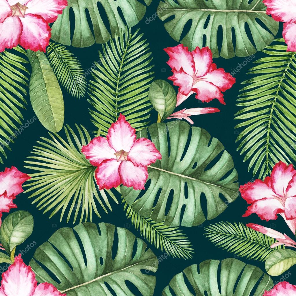 Watercolor seamless tropical pattern — Stock Photo © Sashsmir #76214129