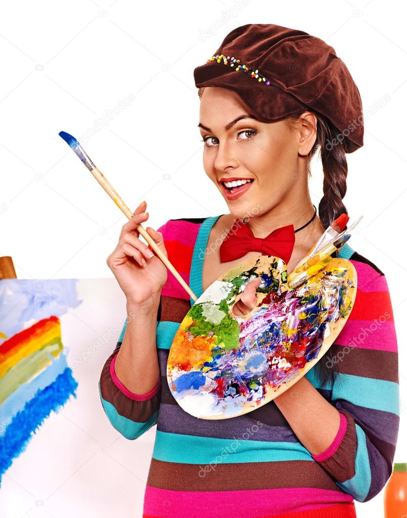 Female artist at work. — Stock Photo © poznyakov #56060063