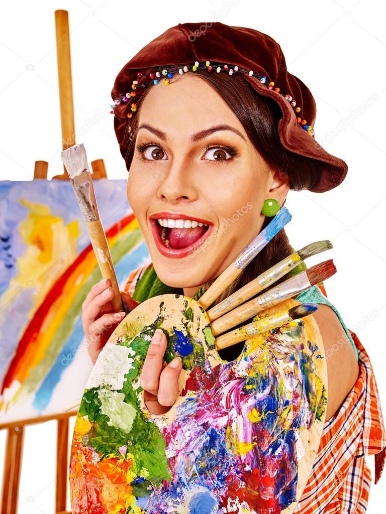 Female artist at work. — Stock Photo © poznyakov #72696685